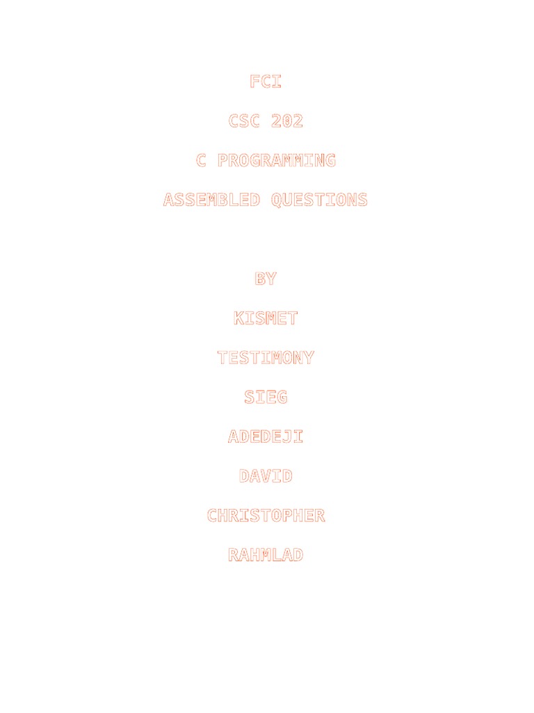 CSC 202 (C Language Questions) PDF | PDF | Control Flow | Pointer ...