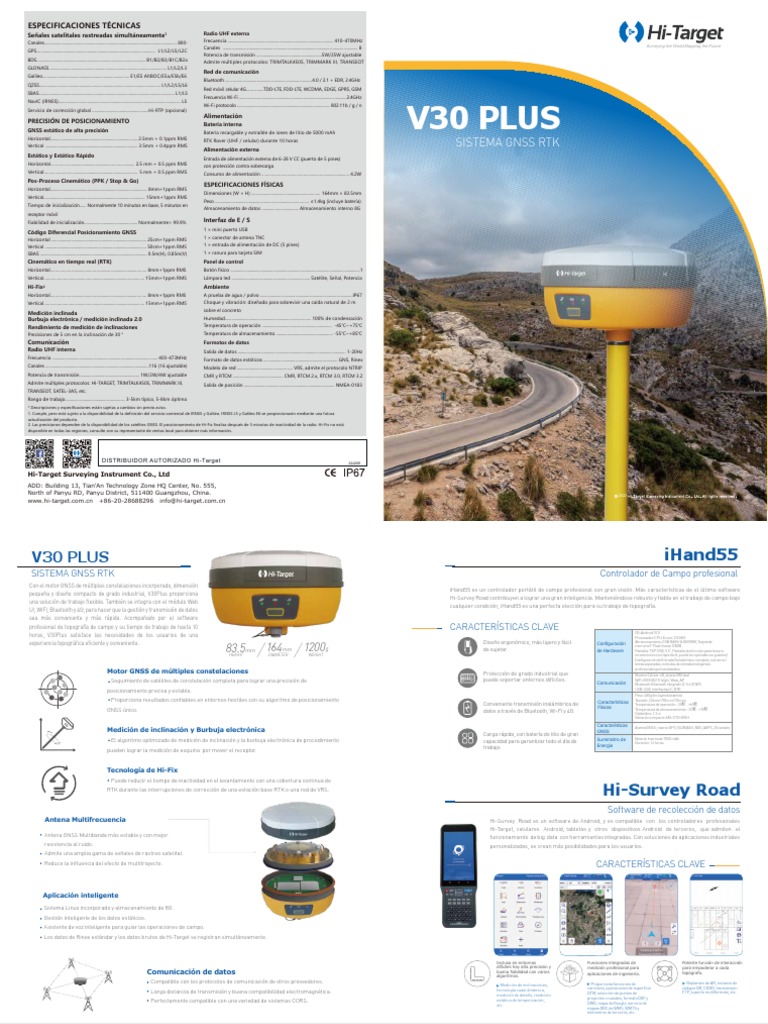 V30Plus GNSS RTK Brochure ES 20220609 S | PDF | Bluetooth | Pantalla táctil