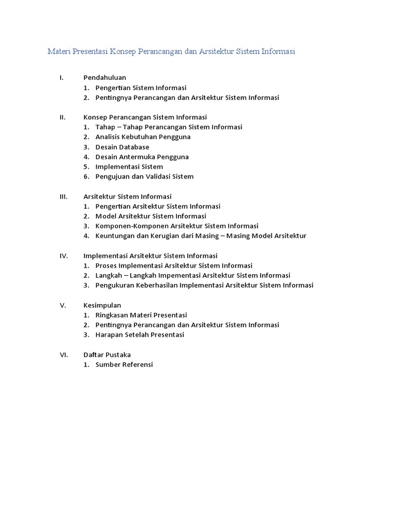 Materi Presentasi Konsep Perancangan Dan Arsitektur Sistem Informasi | PDF