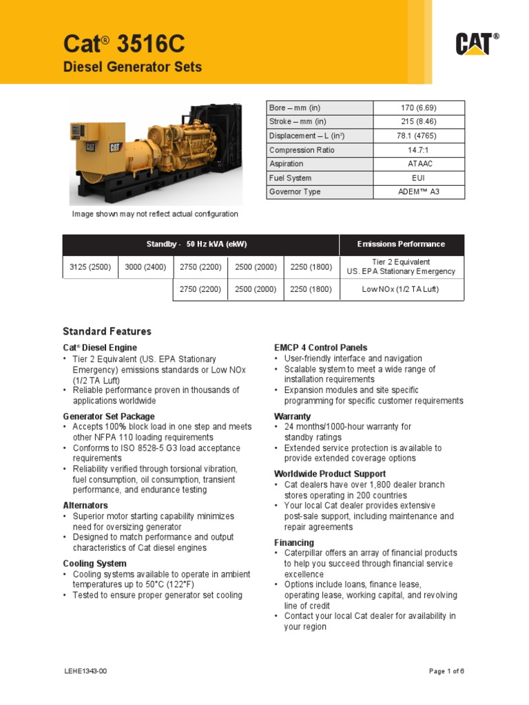 Cat 3516C Diesel Generator Set | PDF | Radiator | Diesel Engine