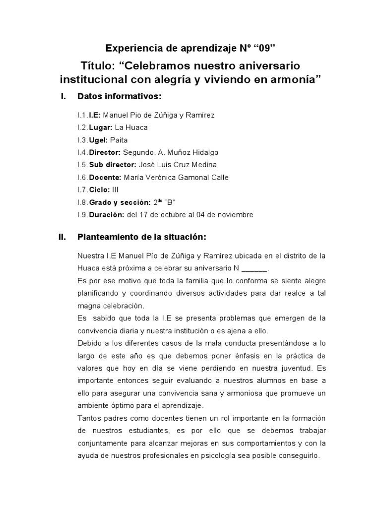 Experiencia de Aprendizaje #"09" | PDF | Evaluación | Maestros