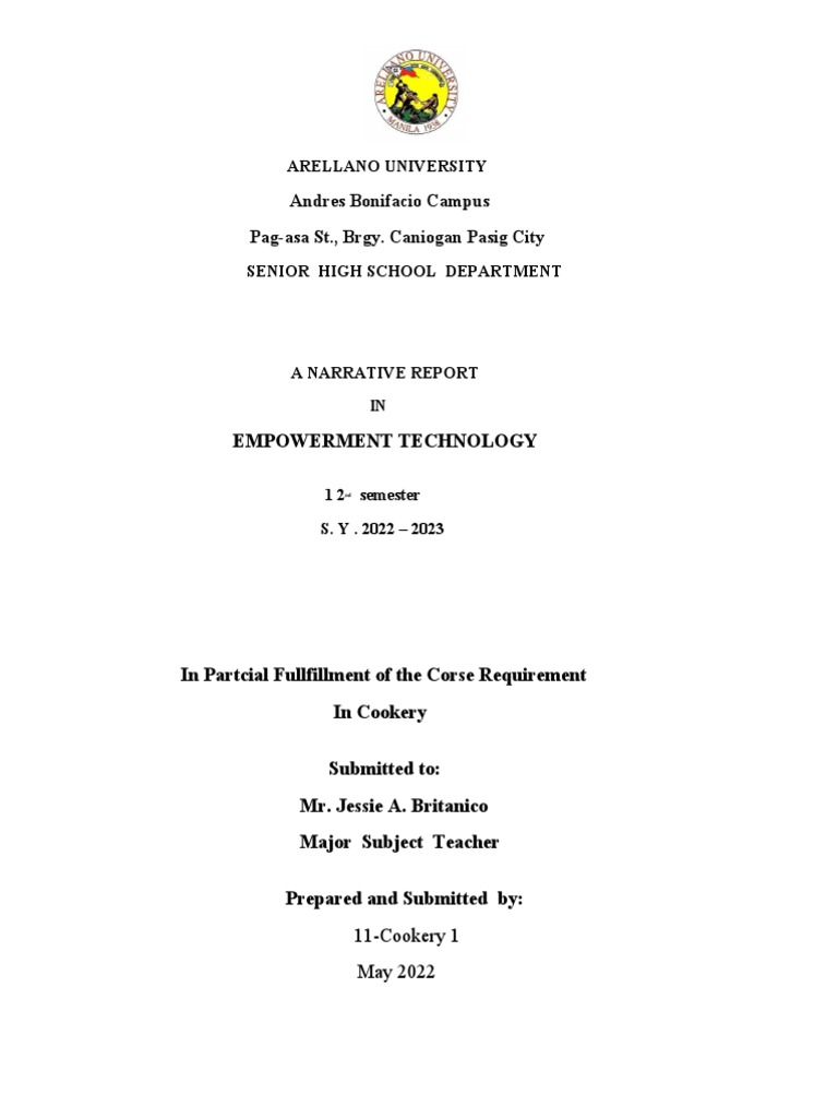 Narrative Report Group 1 | PDF | Microsoft Word | Computing