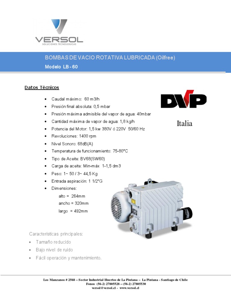 Bomba de Vacio DVP LB 60 | PDF