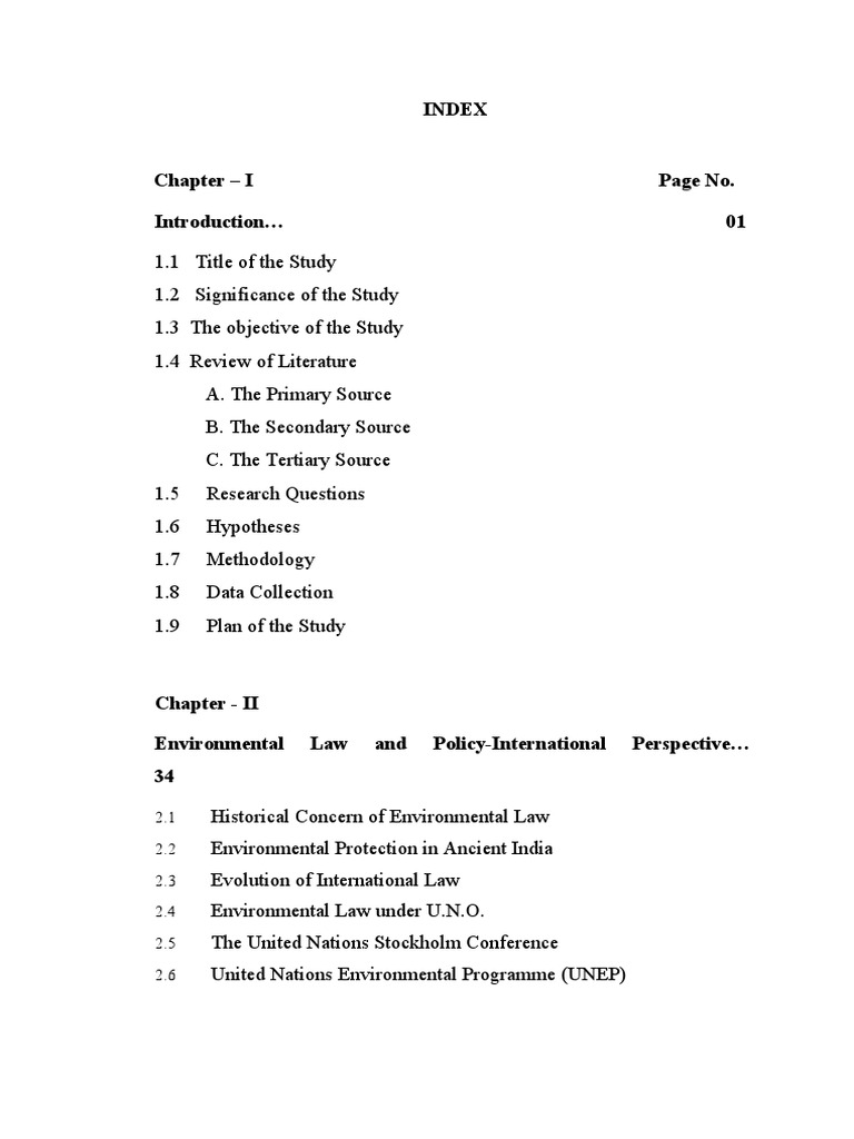 Final INDEX OF Thesis FOR Environment Law | PDF | Environmental Law | United Nations