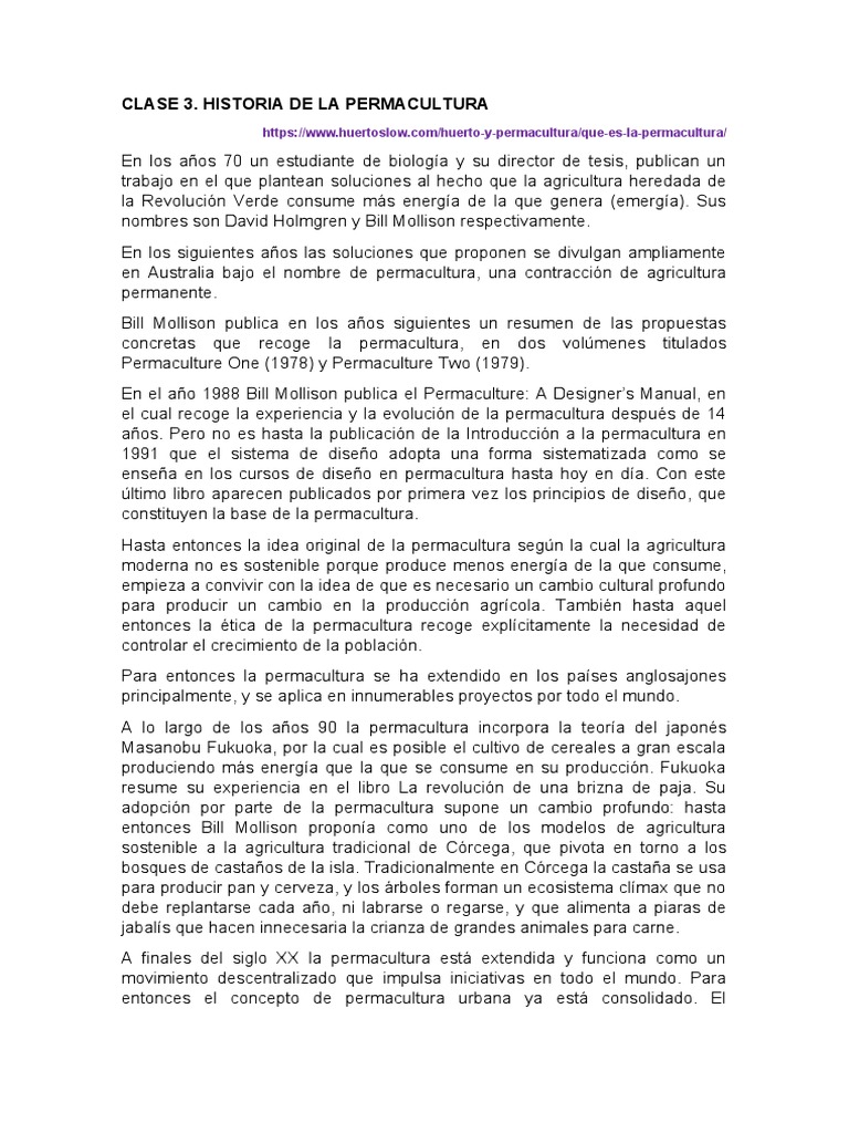 Clase 3. Historia de La Permacultura | PDF | Permacultura | Agricultura