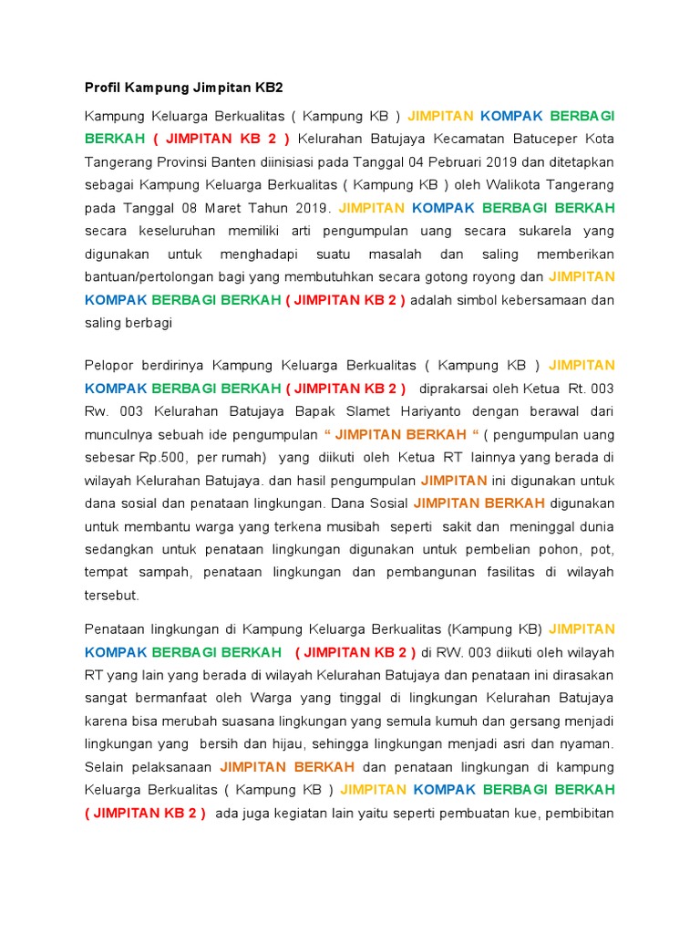 Profil JIMPITAN KB2 BTJ | PDF