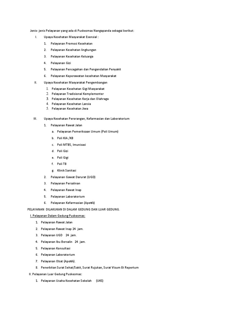 Jenis Pelayanan | PDF | Kesehatan Holistik