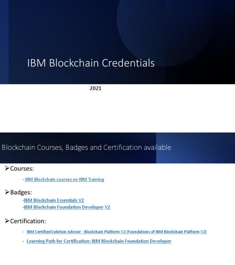 IBM Blockchain Certification and Badges 2021 | PDF | Technology & Engineering