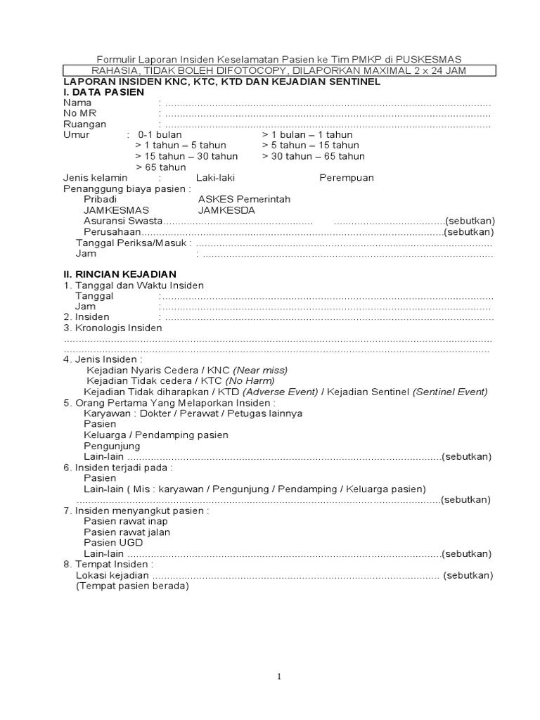 Form Laporan KTD Revisi | PDF