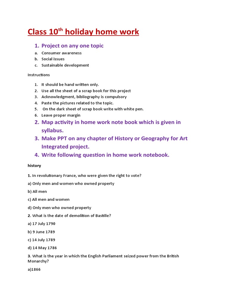 Class 10 Holiday Homework Guide | PDF | Soil | Renewable Resources