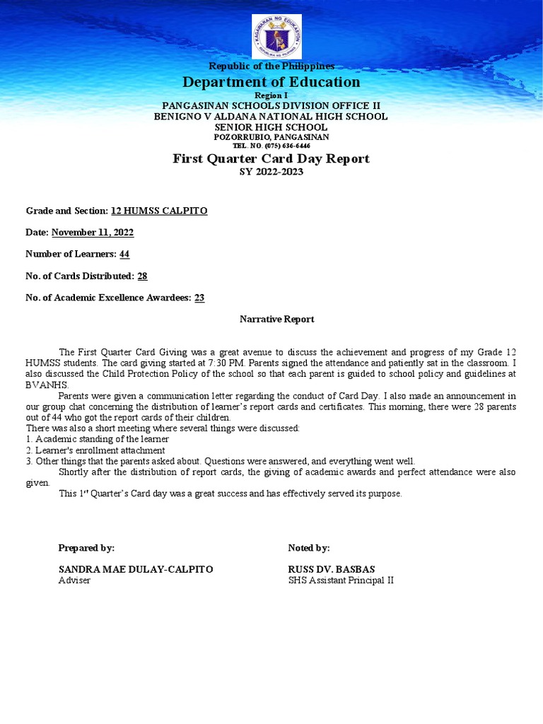 Card Day Report | PDF