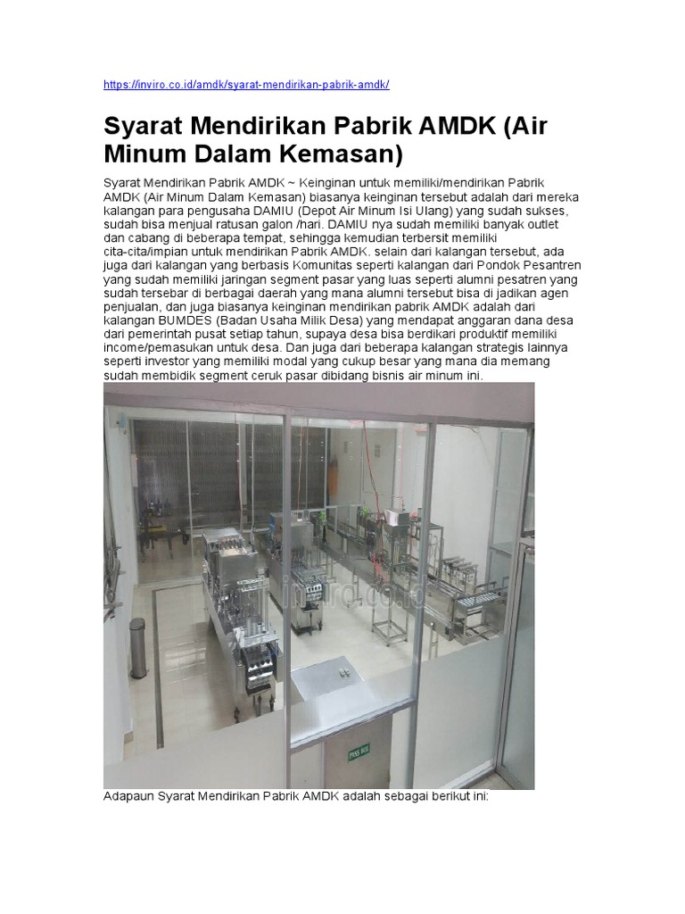 Syarat Mendirikan Pabrik AMDK | PDF