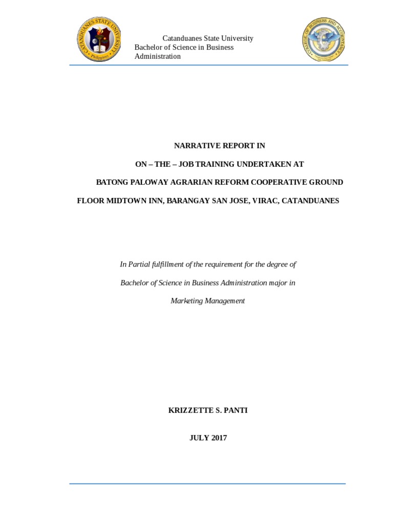 Narrative Report OJT | PDF | Cognition | Cognitive Science