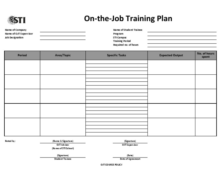 OJT Training Plan Template Guide | PDF