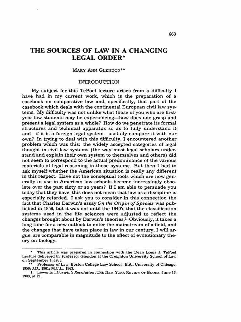 Glendon-Sources of Law in A Changing Legal Order PDF | Download Free ...