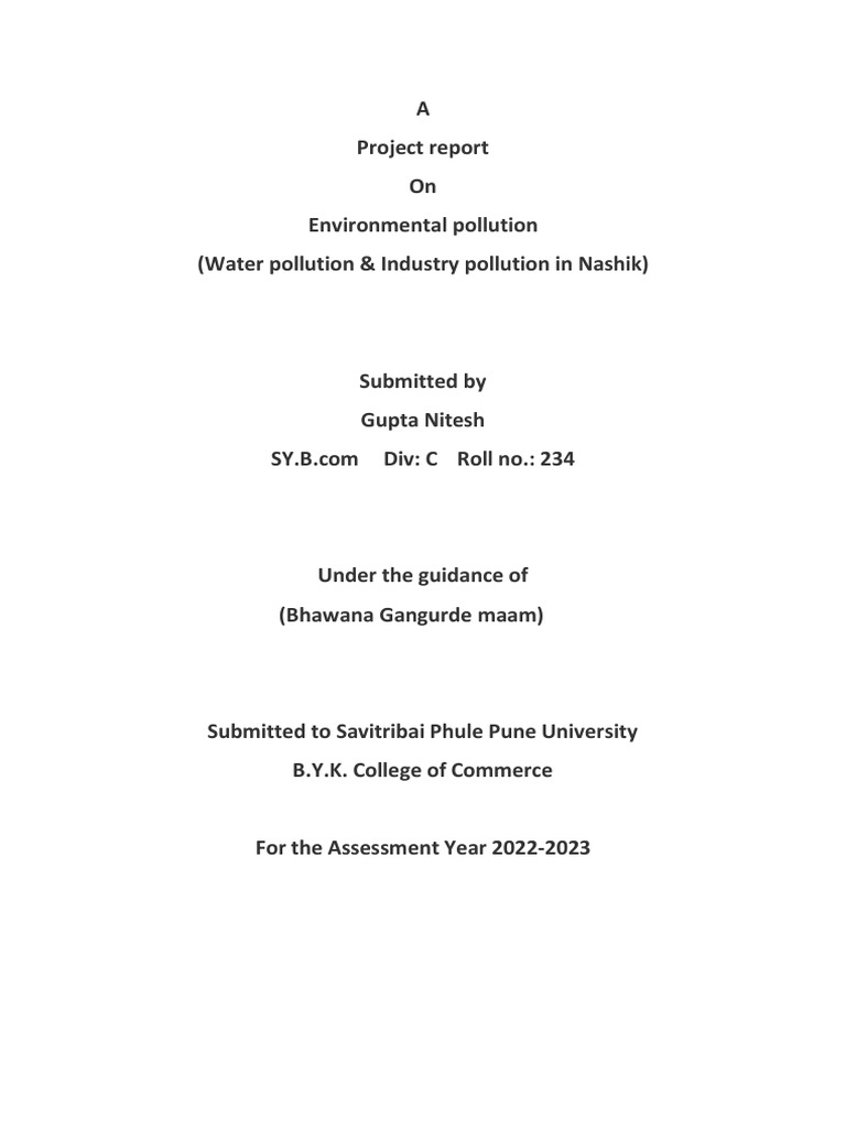Bcom SPPU EVS Project | Download Free PDF | Water Pollution | Natural ...