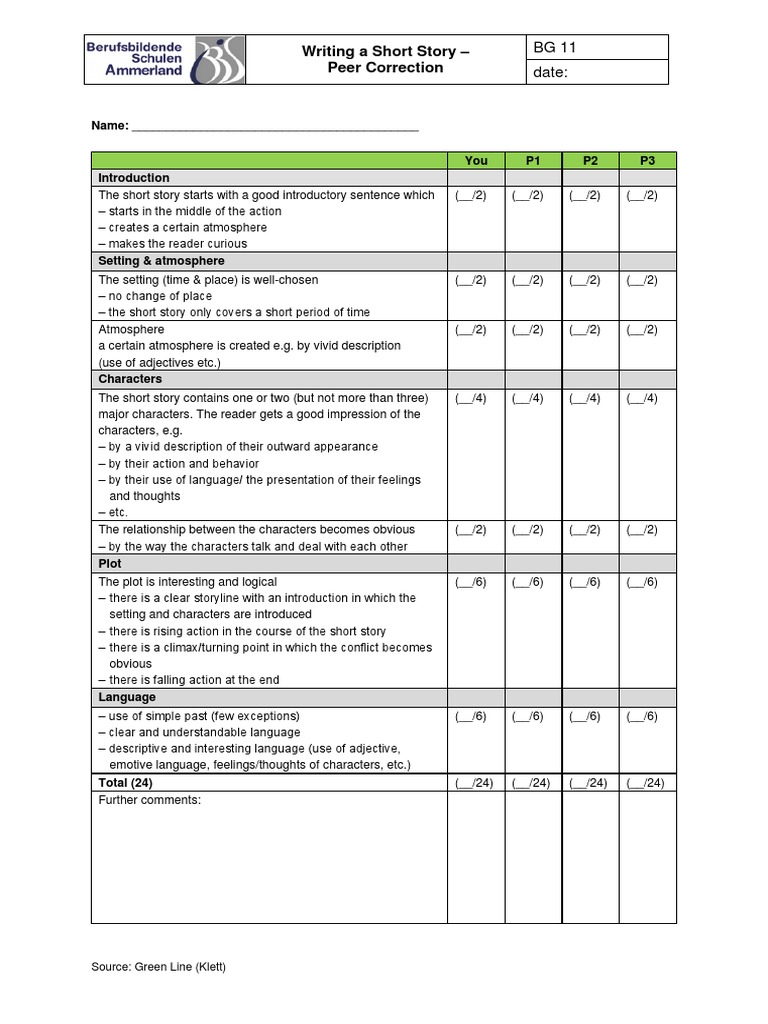 11 - Peer Correction - Writing A Short Story | PDF