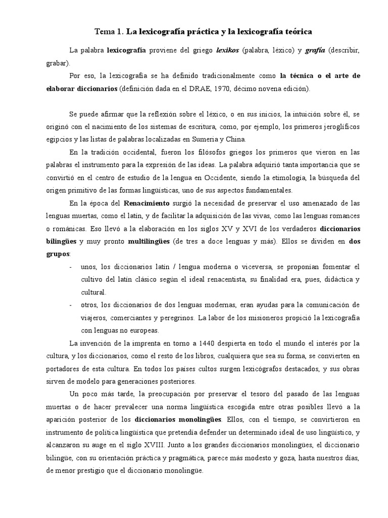 La Lexicografía Como Disciplina Linguística | PDF | Lexicografía | Léxico