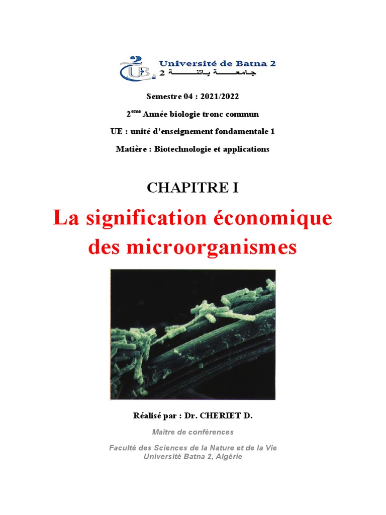Importance Économique des Microorganismes | PDF | Biotechnologie | Micro-organisme