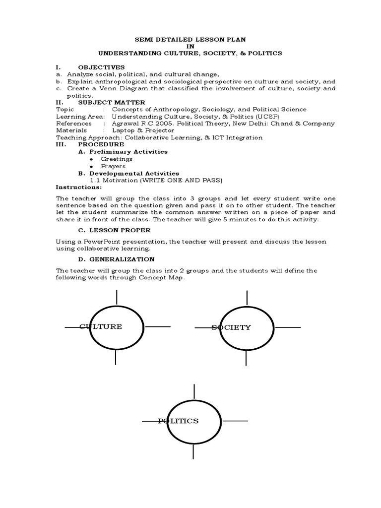 Semi Detailed Lesson Plan | Download Free PDF | Lesson Plan | Anthropology