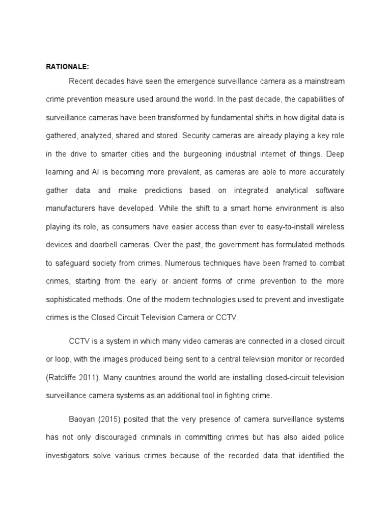 Effectiveness of Surveillance Camera in Crime Reduction and Prevention ...
