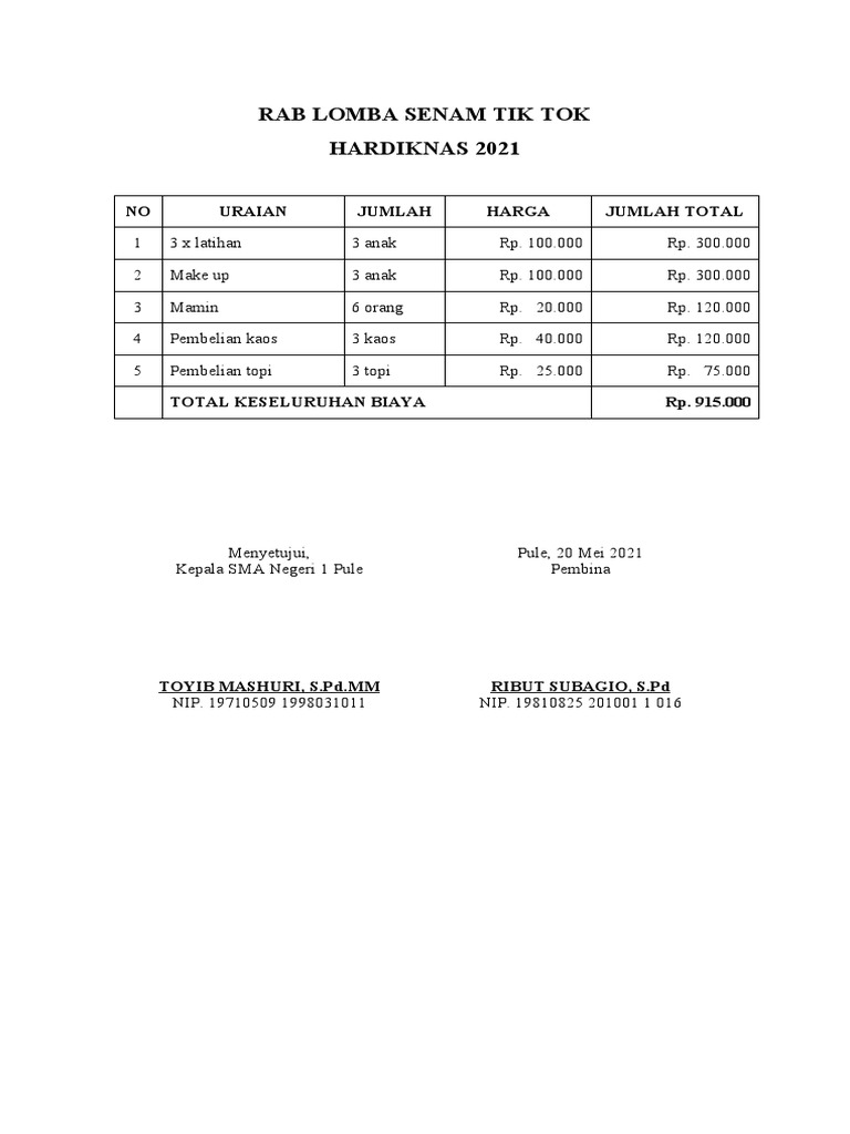 Rab Lomba Senam Tik Tok | PDF
