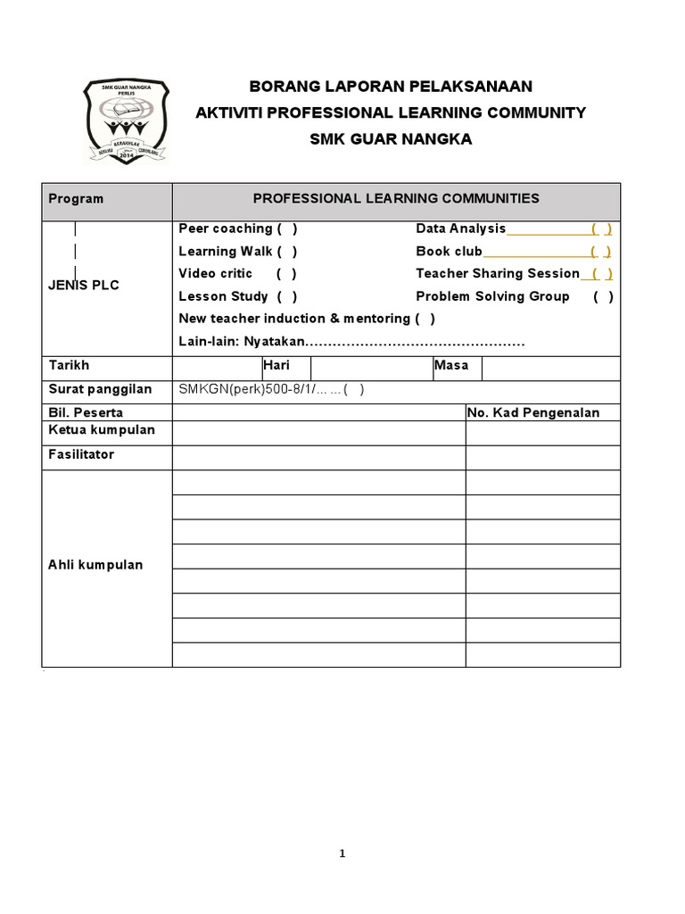 borang pelaporan PLC | PDF