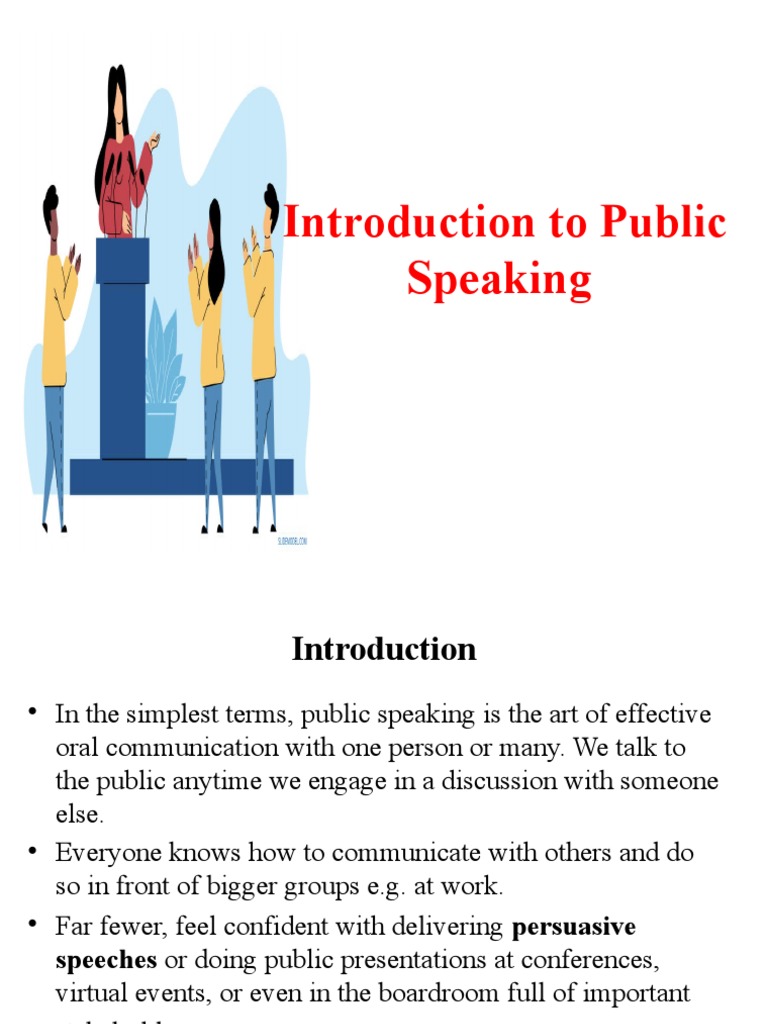 Introduction to Public Speaking Skills | PDF | Public Speaking | Body ...