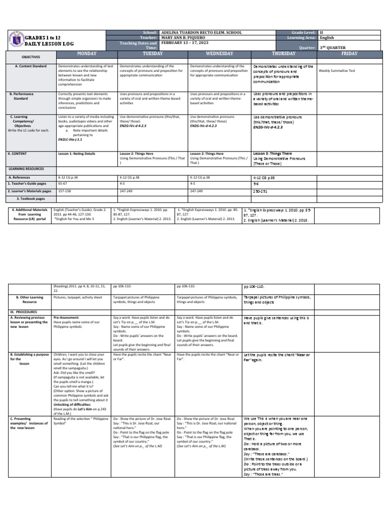 English 2 Quarter 3 Week 1 | PDF | English Language | Cognition