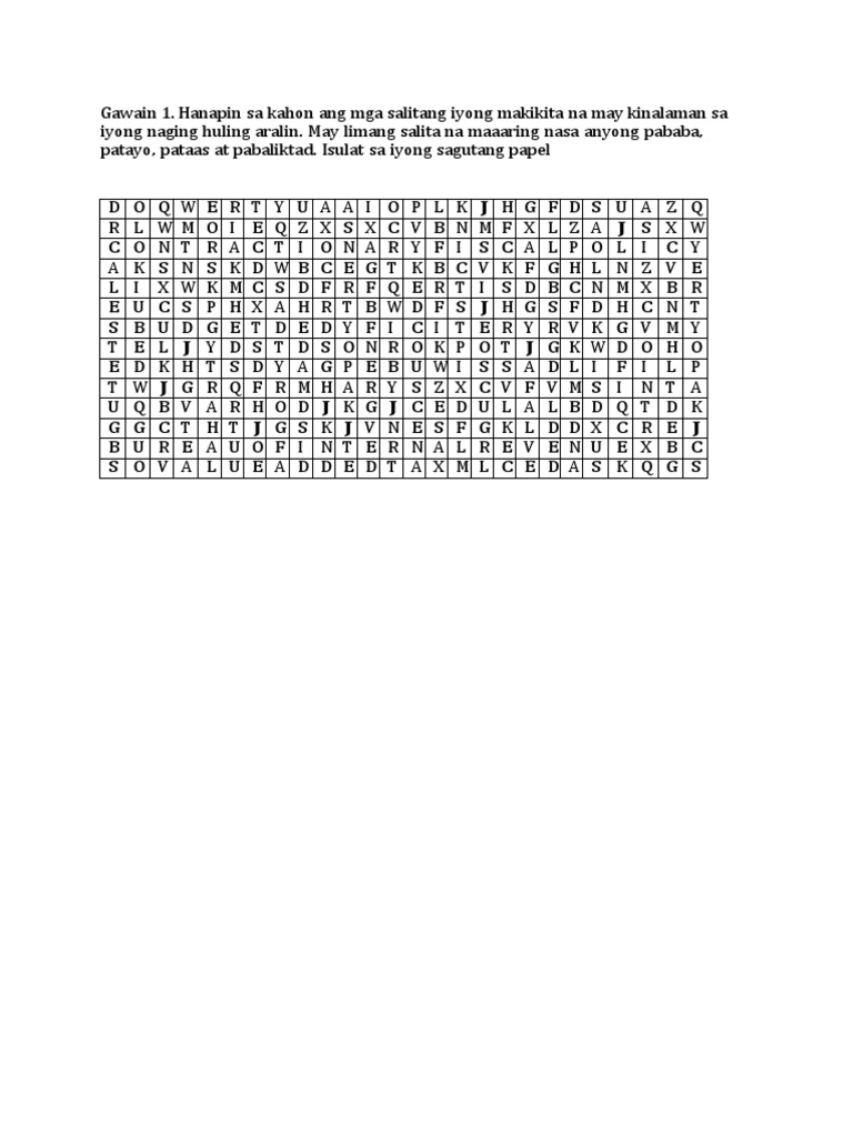 Activity Sheet Patakarang Pananalapi | PDF