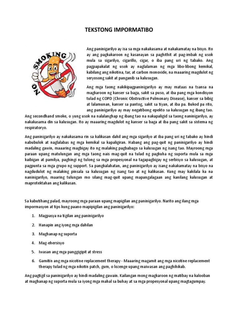 TEKSTONG IMPORMATIBO, DESKRIPTIBO, NARATIBO | PDF