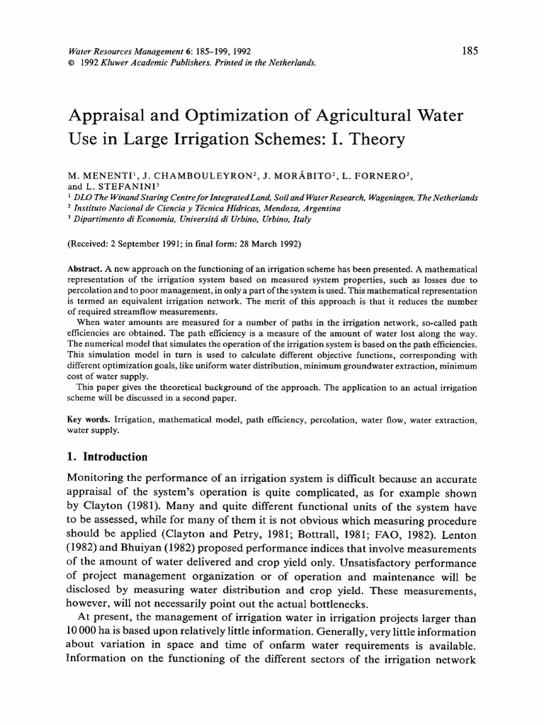 Appraisal and Optimization of Agricultur | PDF | Mathematical ...