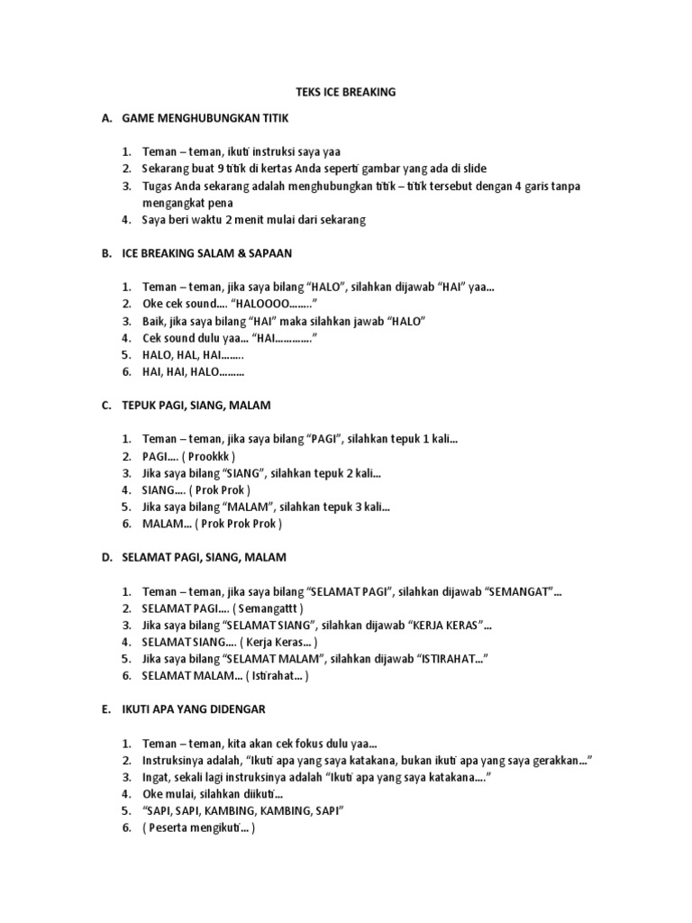 Teks Ice Breaking | PDF