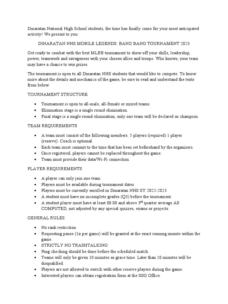 MLBB Tournament 2023 | PDF
