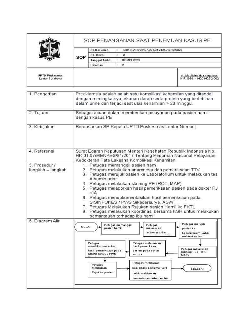 SOP PENANGANAN SAAT PENEMUAN KASUS PE Fix | PDF