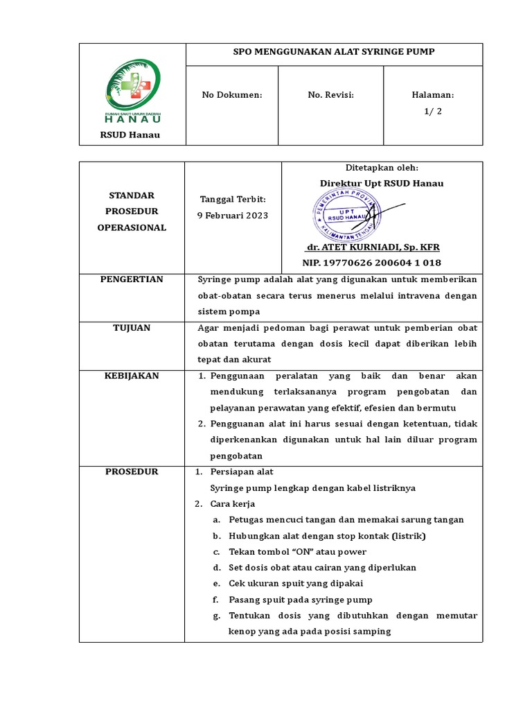 Spo Menggunakan Alat Syringe Pump | PDF | Kesehatan Holistik | Sains ...