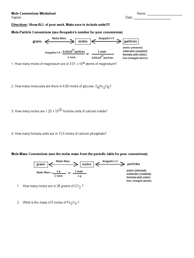 Mole Conversions | PDF