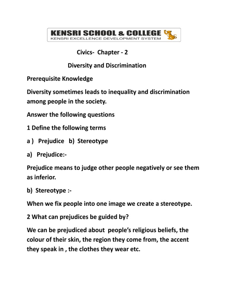 Civics - Chapter - 2 Notes | PDF | Prejudices | Dalit