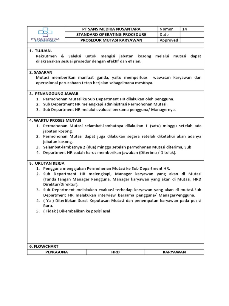 SOP MUTASI KARYAWAN.docx | PDF