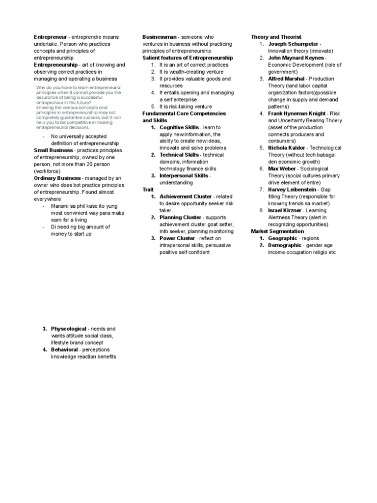 Entrep First Quarter Reviewer | PDF | Entrepreneurship | Economies