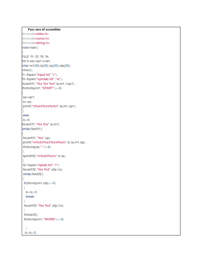 Assembly Language Program Pass One: Generating Intermediate Code and ...