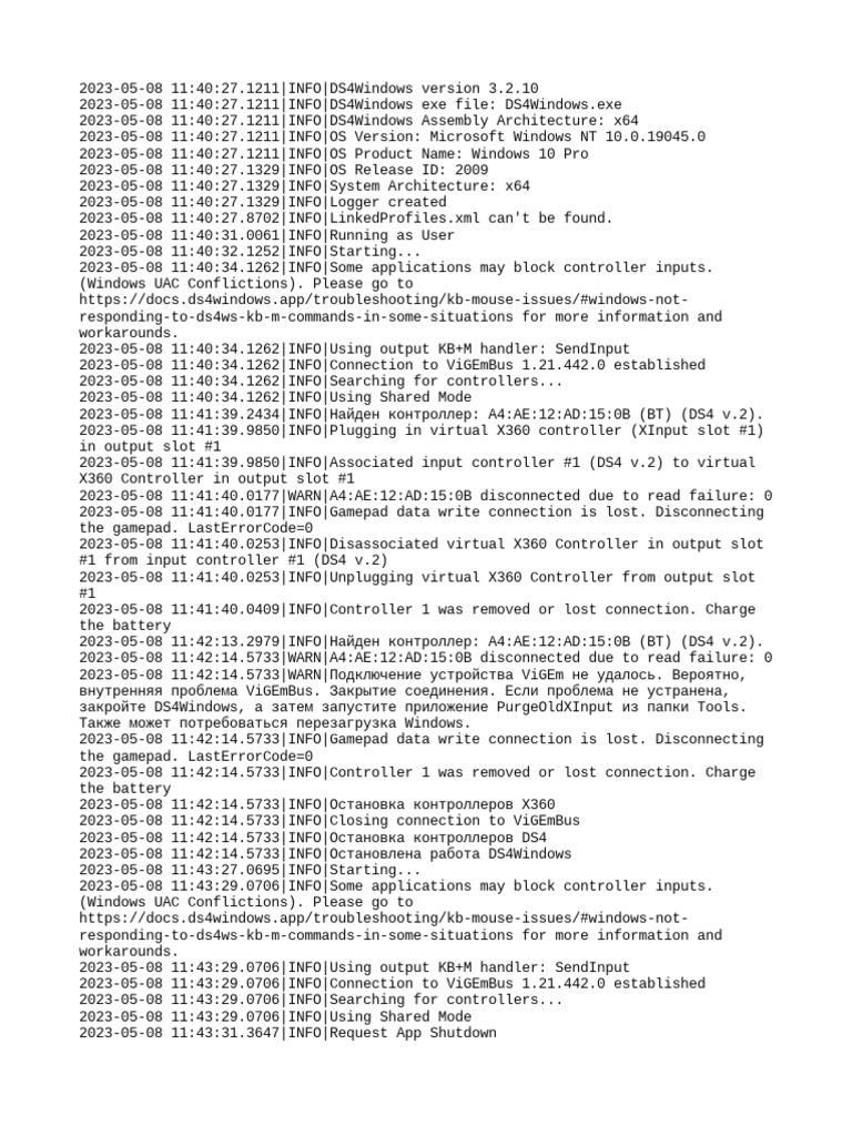 Ds4windows Log 20230508.0 | PDF | Microsoft Windows | Software Engineering