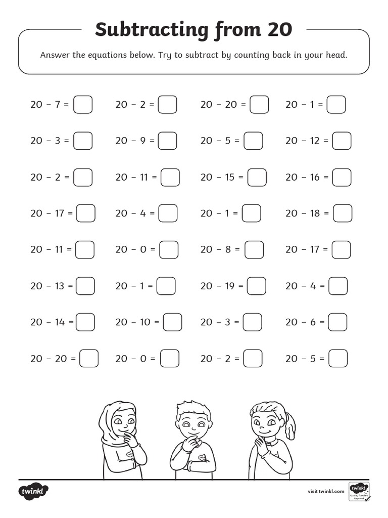 T M 1663060132 Subtracting From 20 Activity Sheet - Ver - 1 | PDF