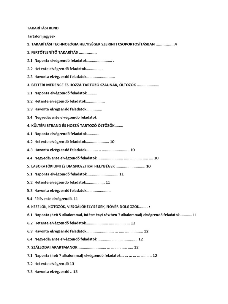 Takarítási Rend | PDF