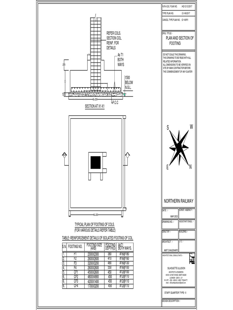 Plan and Section of Footing: Drg. Title | PDF