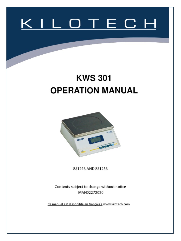 KWS_301_OPERATION_MANUAL_MAN02272020 | PDF | Rechargeable Battery | Weight