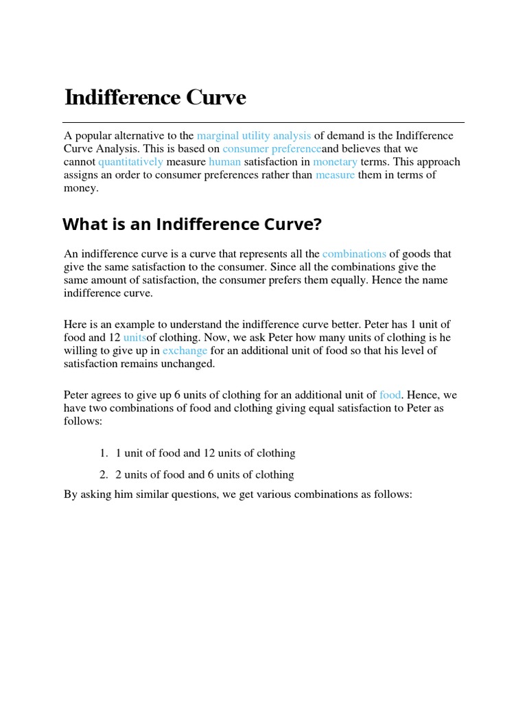 Indifference Curve | PDF | Utility | Economics
