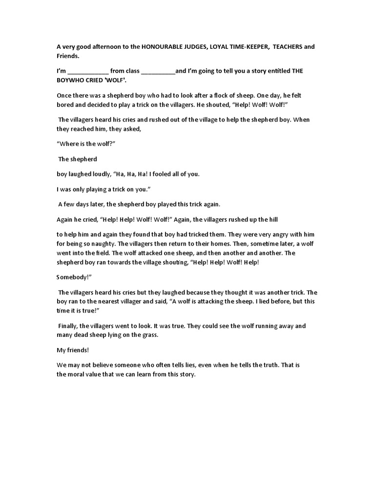 The Boy Who Cried Wolf | PDF