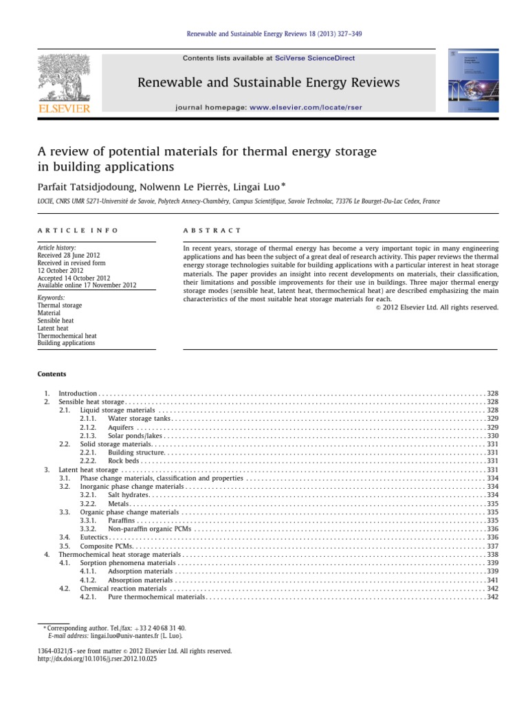 A Review of Potential Materials For Thermal Energy Storage in Building ...