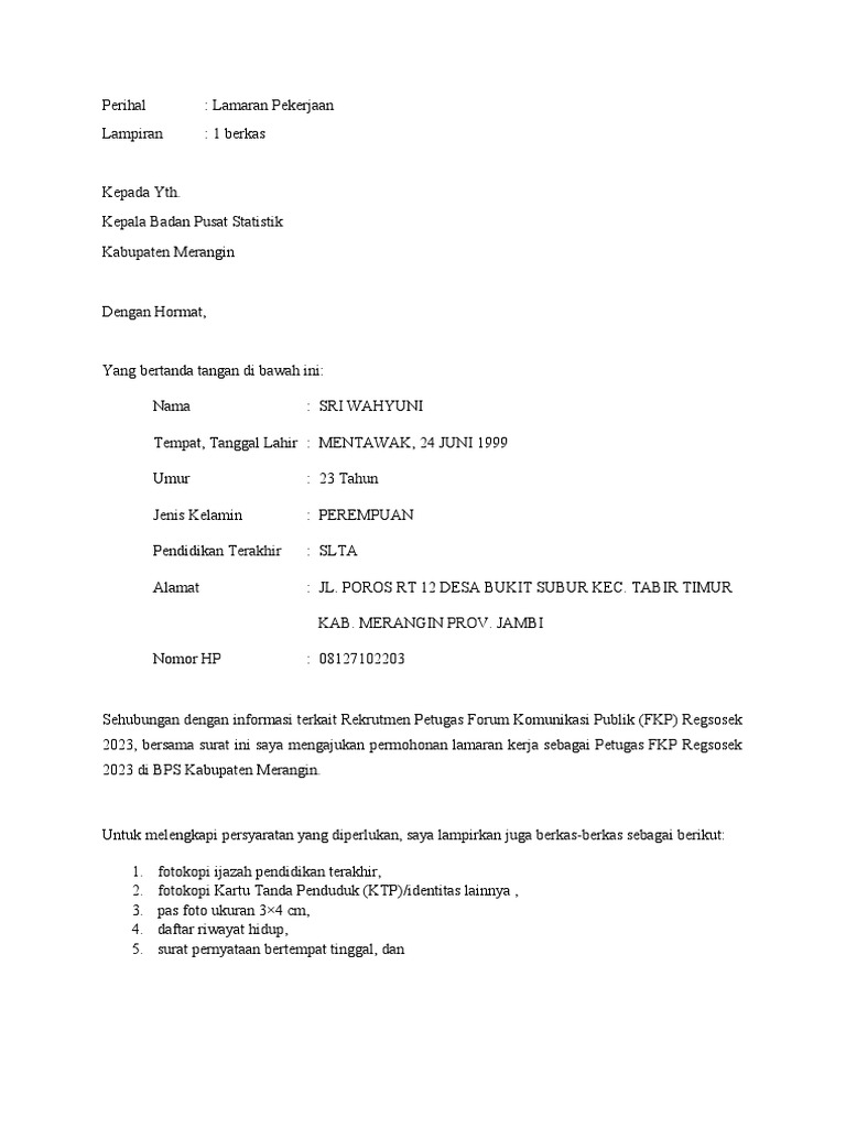 Surat Lamaran.docx | PDF